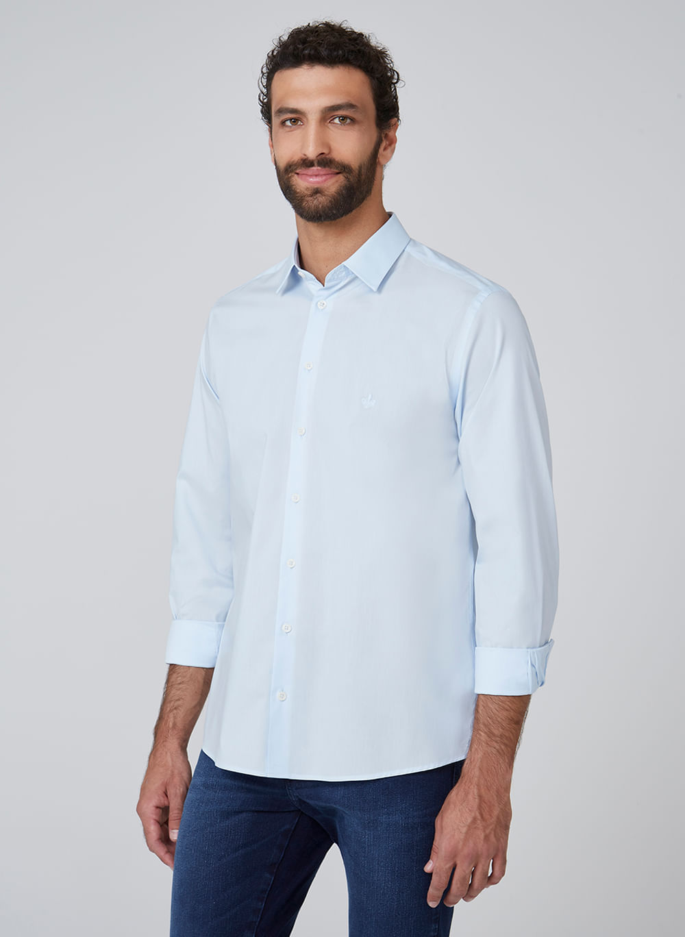 Camisa Tricoline Lisa Stretch Dudalina Masculina - Dudalina