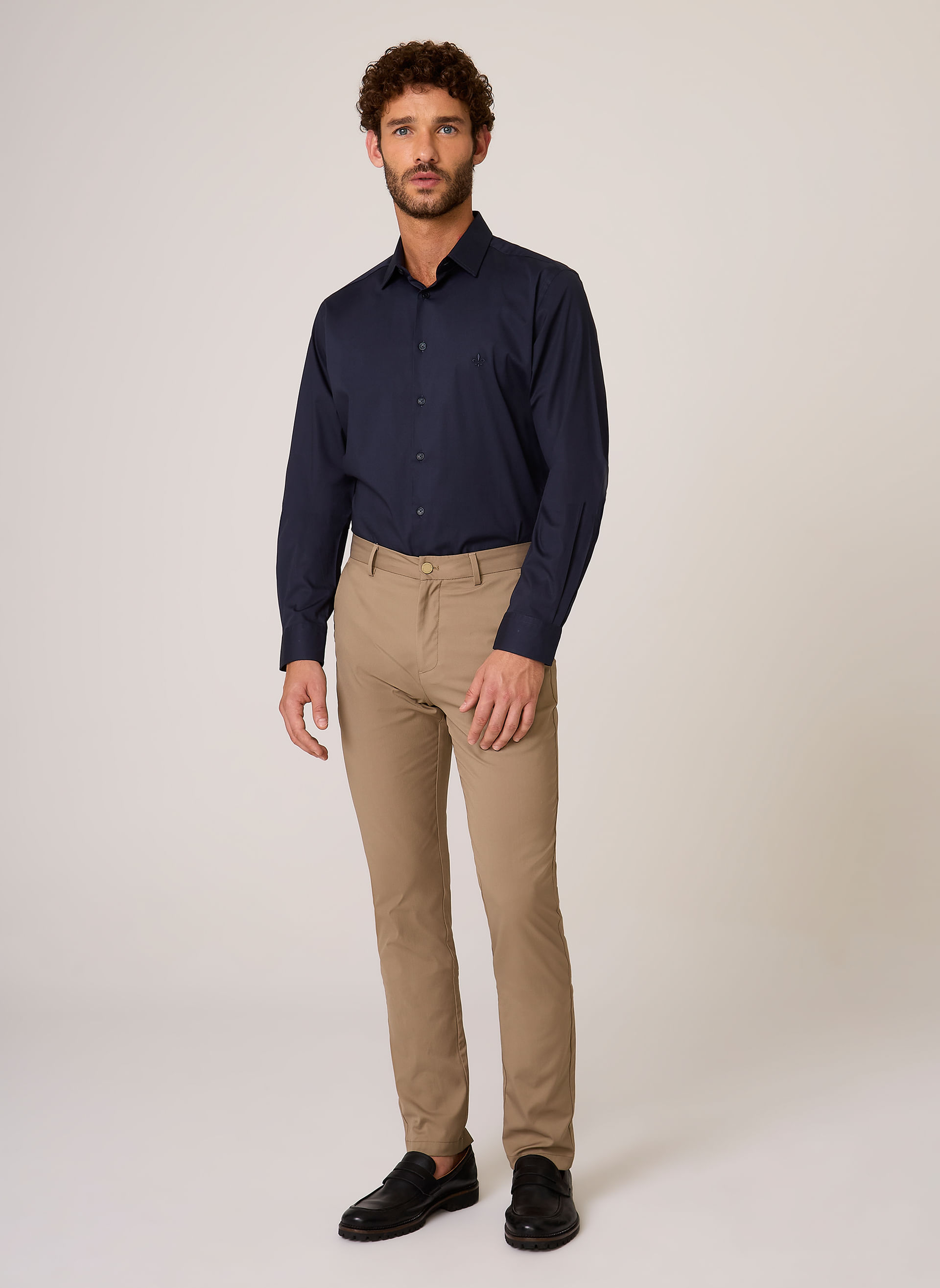 Camisa Tricoline Lisa Stretch Dudalina Masculina - Dudalina